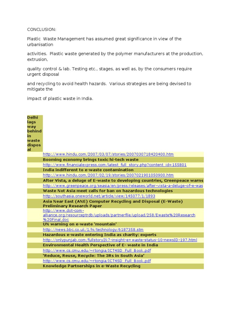 Conclusion | PDF | Waste Management | Incineration