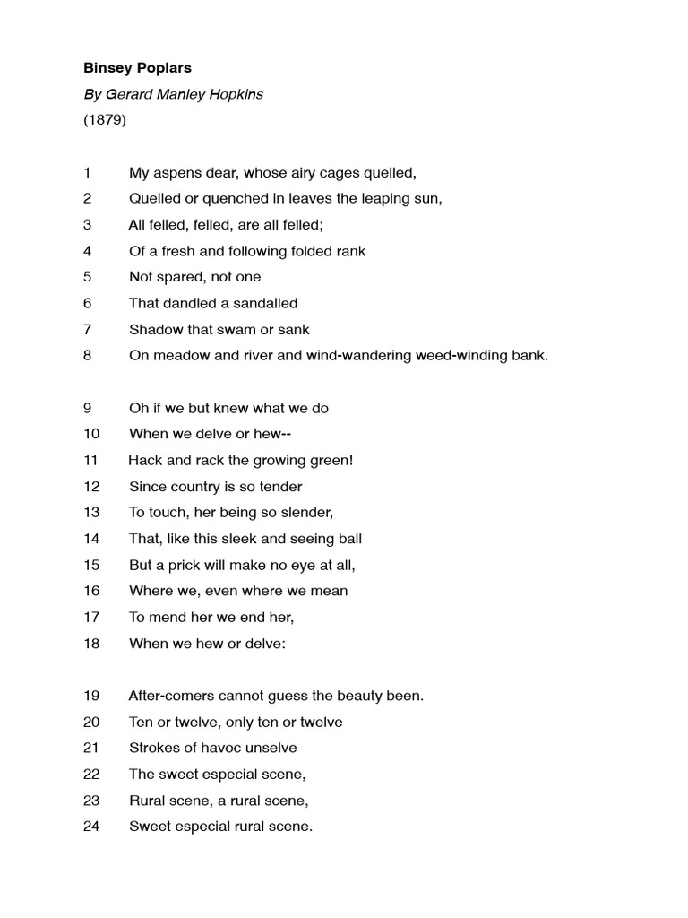 Poem Binsey Poplars | PDF