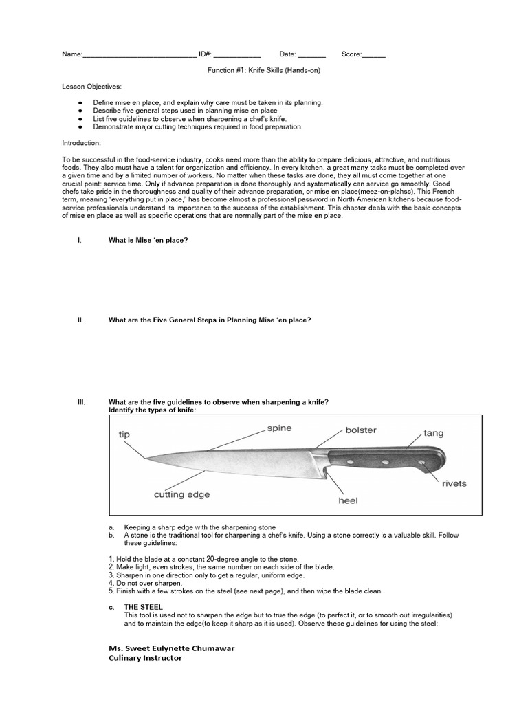 Function #1 - Knife Skills-2days | PDF | Blade | Knife