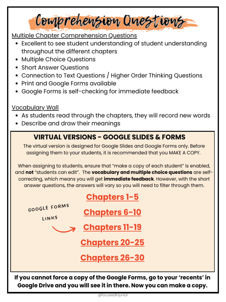 Comprehension Questions Comprehension Questions: Chapters 6-10 Chapters ...
