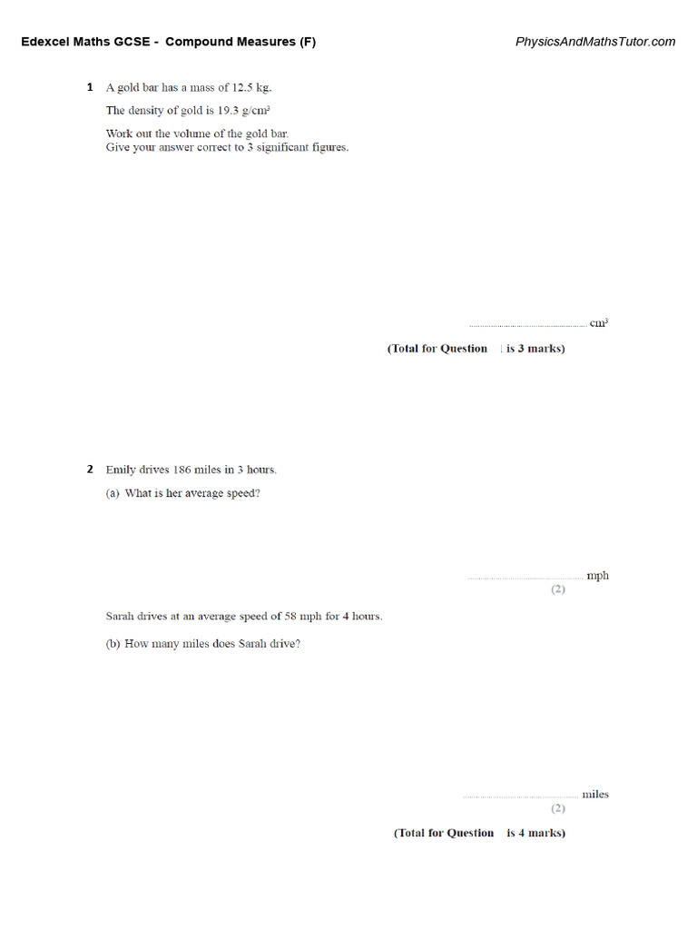 Compound Measures (F) QP | PDF