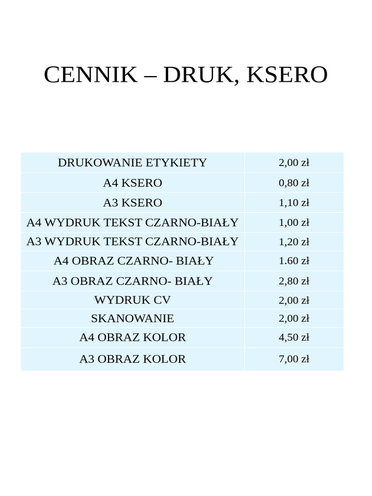 Cennik | PDF