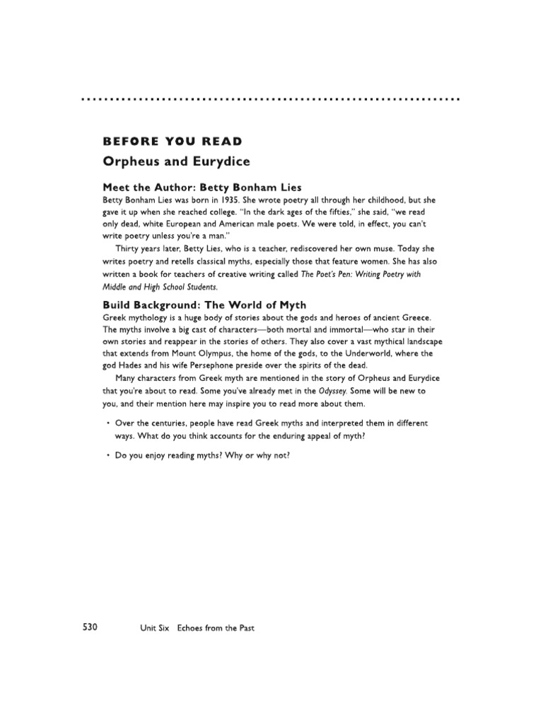 Orpheus And Eurydice Pdf