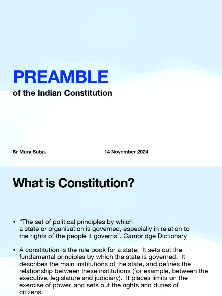 Preamble of Indian Constitution | PDF