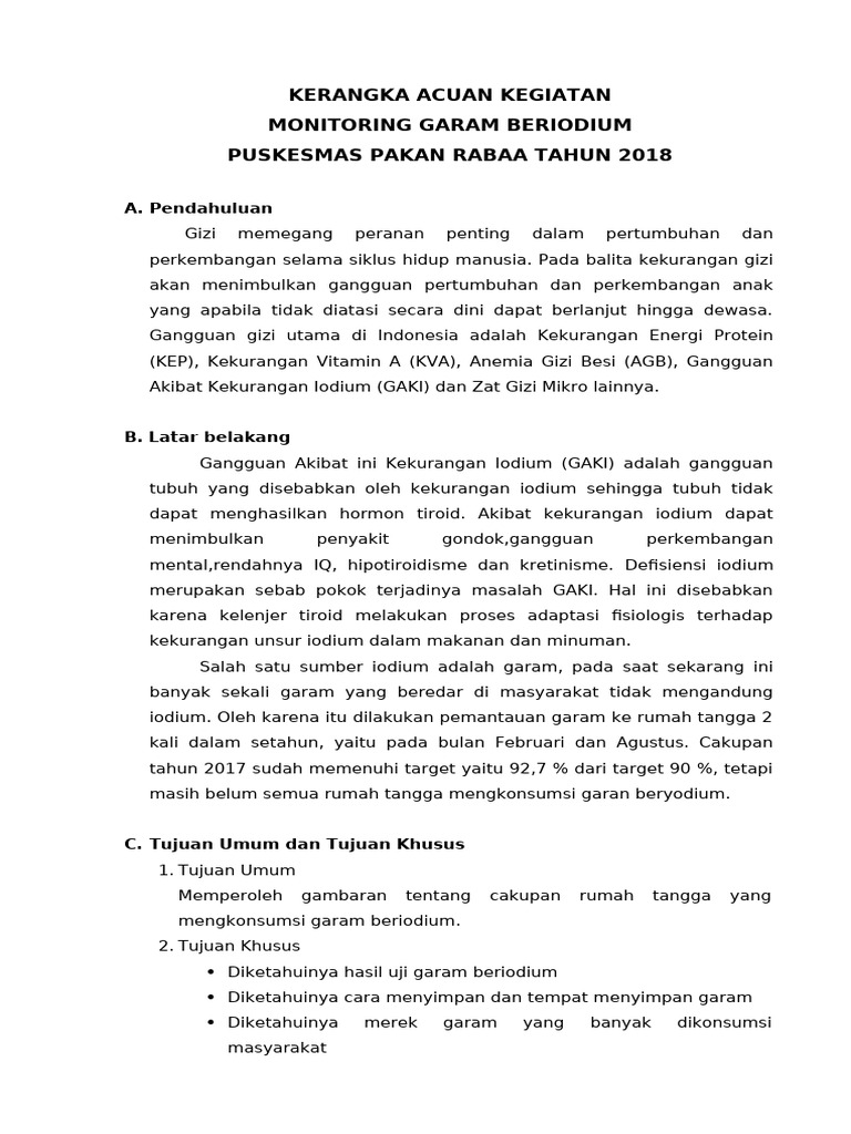 Kak Garam Yodium 2018 | PDF