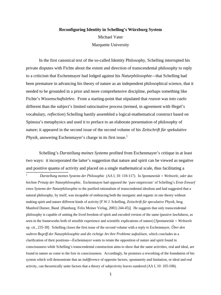 Schelling's Identity Philosophy Revisited | PDF | Baruch Spinoza ...