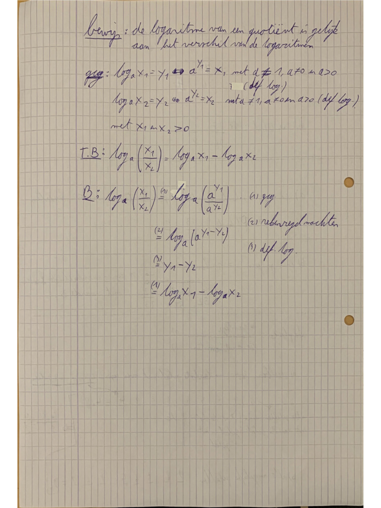 20231122_bewijs quotiënt logaritmen | PDF