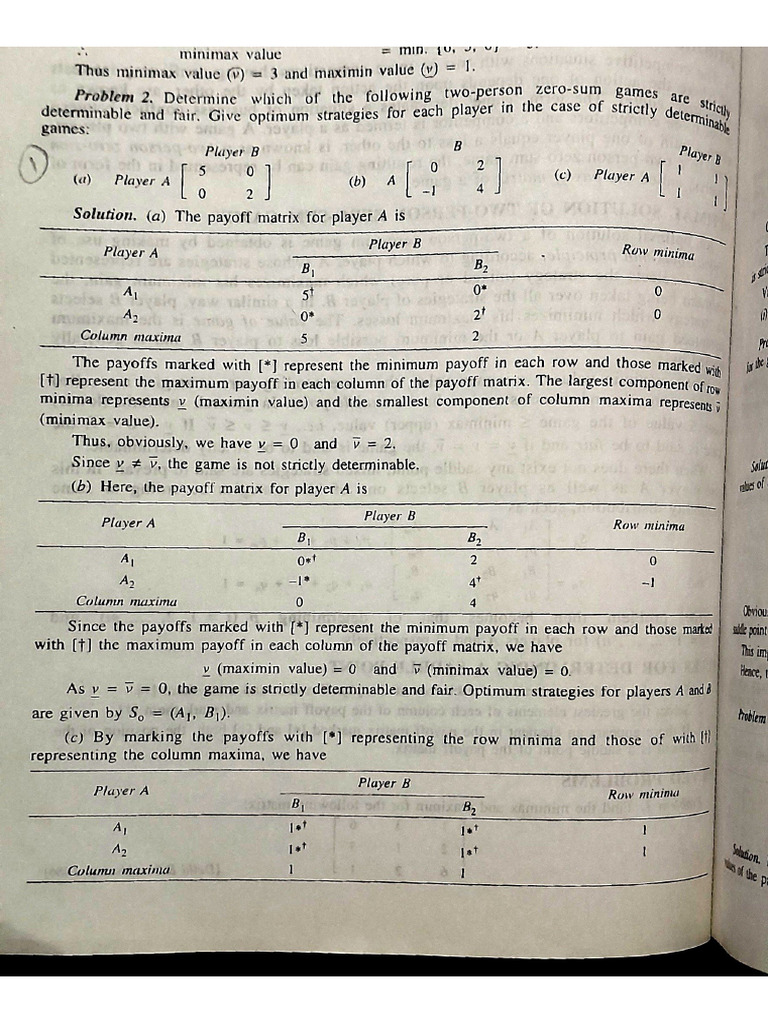 Optimal Solution of Two Person 0 Sum Game | PDF