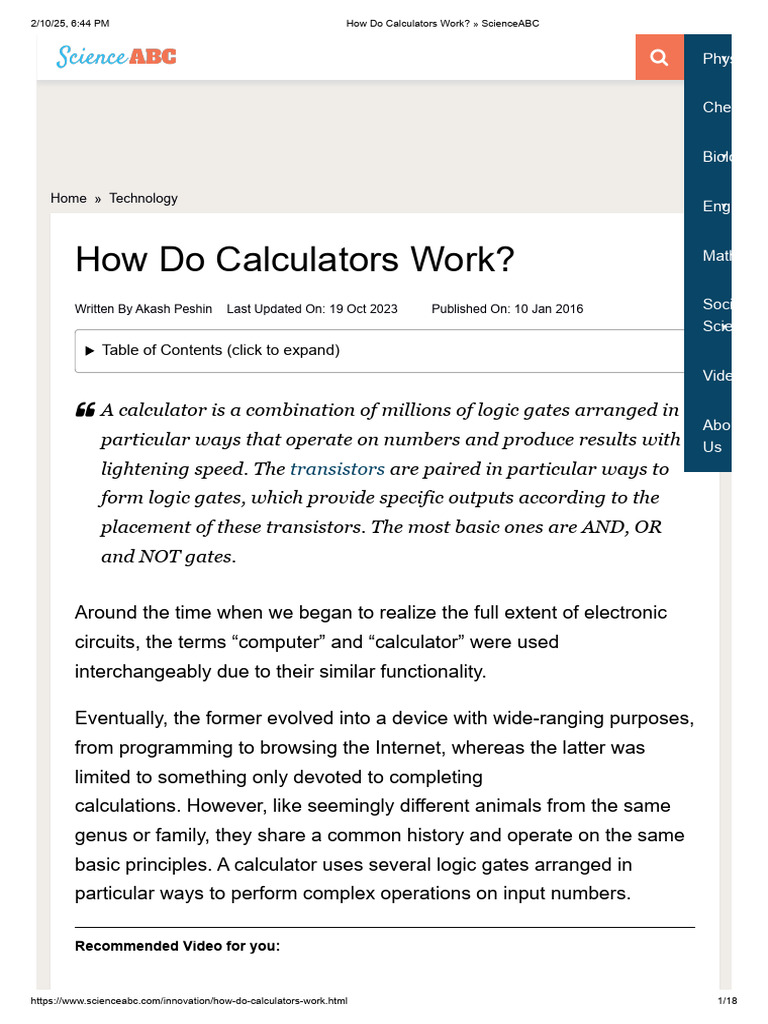 How Do Calculators Work - ScienceABC | PDF | Calculator | Logic Gate