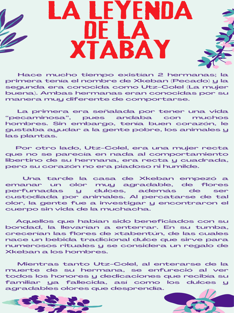 Leyenda Maya de Xtabay y Utz-Colel | PDF
