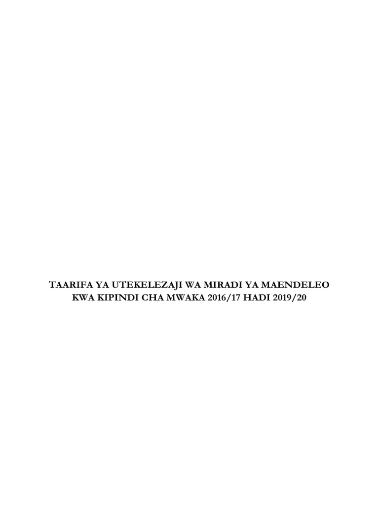 1591955982-Taarifa ya Utekelezaji wa Miradi ya Maendeleo | PDF