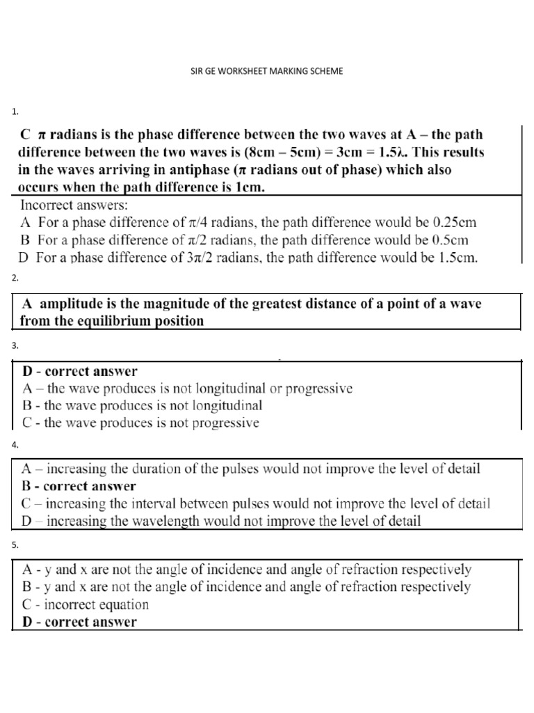 Sir Ge Worksheet Marking Scheme | PDF