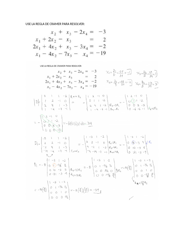 CRAMER_PARA_SISTEMA_4X4 | PDF
