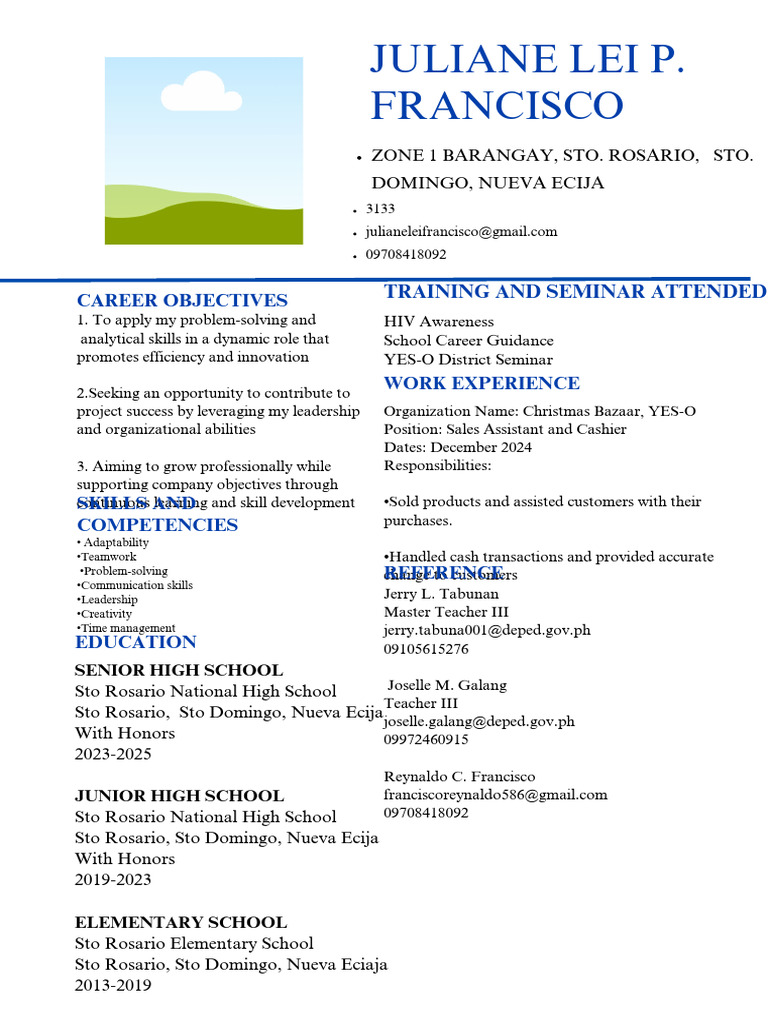 Resume of Juliane Lei P. Francisco | PDF | Cognition | Learning