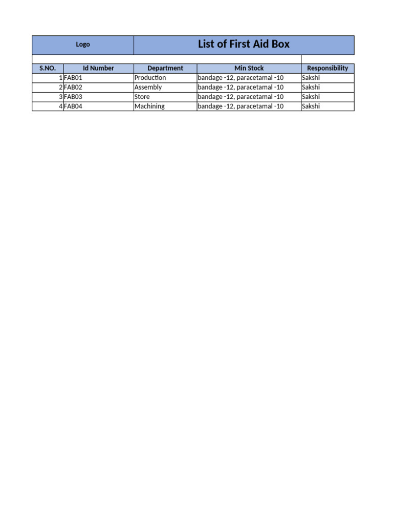 F HR 01 - First Aid Box | PDF