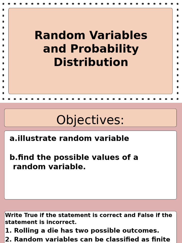Random Variables and Probability Distribution | PDF