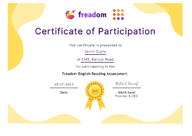 Varnit Gupta 4th IRO Certificate (2) | PDF