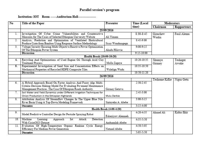 Parallel Session Program Final | PDF