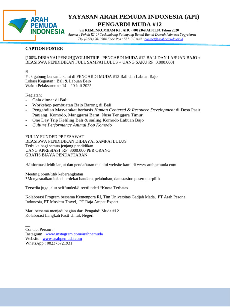 Caption Poster Dan Twibbon PM12 Bali Labuan Bajo | PDF