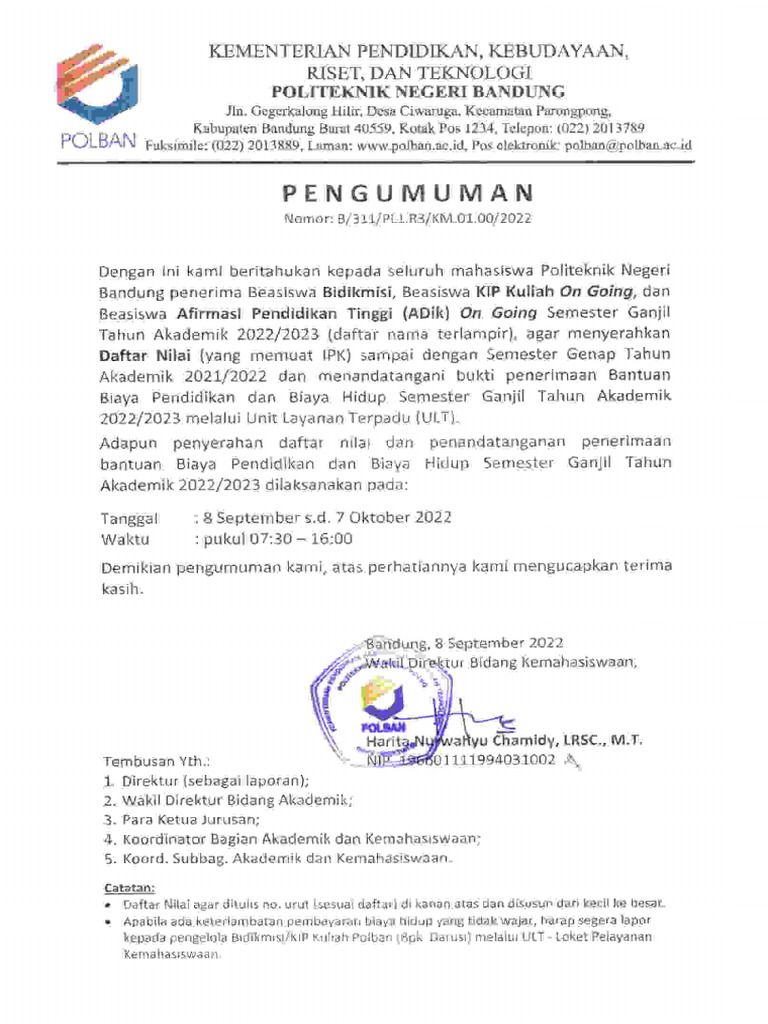 Pengumuman-TT-Penerimaan-BH-UKT-Sem.-Ganjil-TA.-2022-2023 | PDF