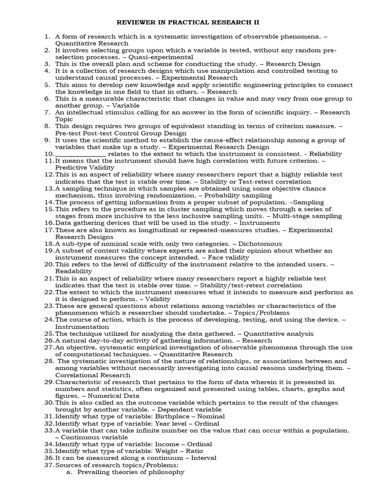 Key Concepts in Practical Research II | PDF | Sampling (Statistics ...