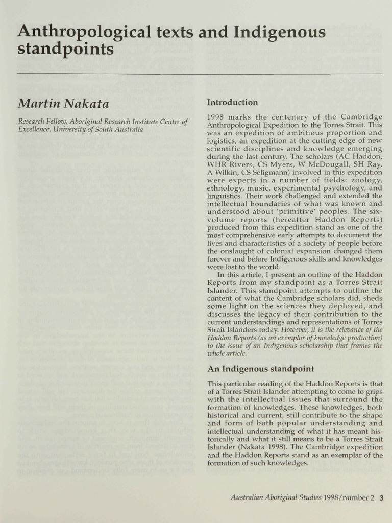 Indigenous Perspectives on Haddon Reports | PDF | Indigenous ...