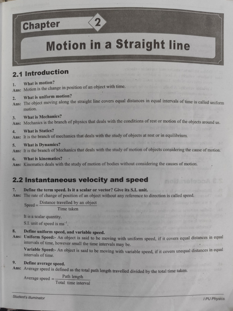 2 Motion in A Straight Line | PDF