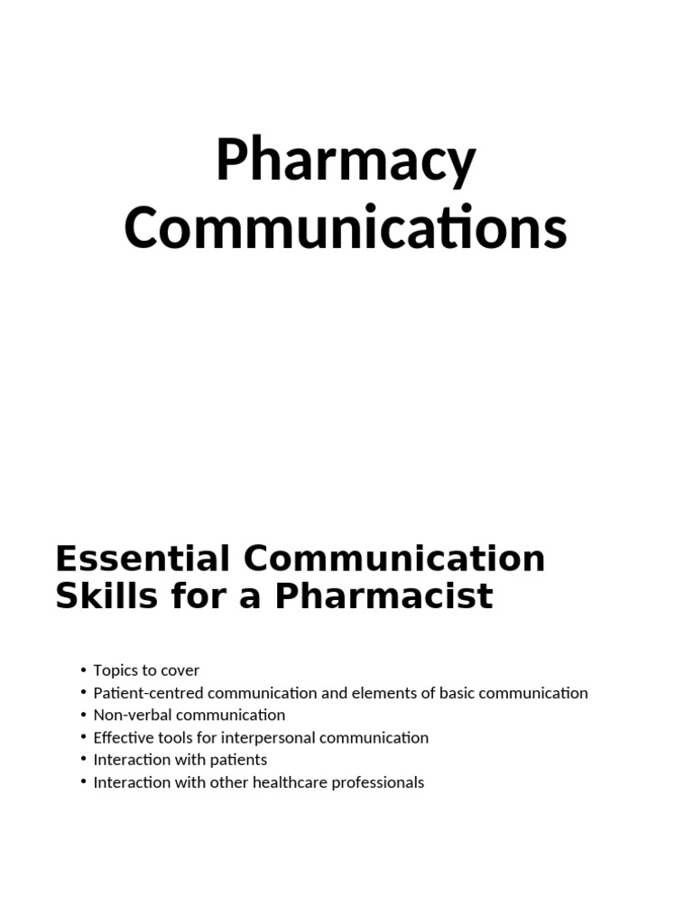 Pharmacist Communication Skills | PDF | Pharmacy | Body Language