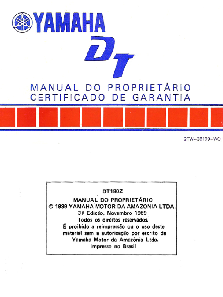 Manual Proprietário Yamaha Dt 180 Pdf