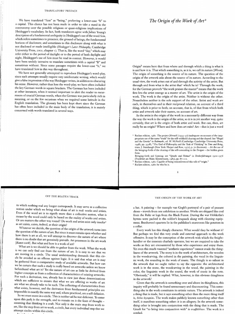 Heidegger - The Origin of The Work of Art | PDF | Faith | Concept