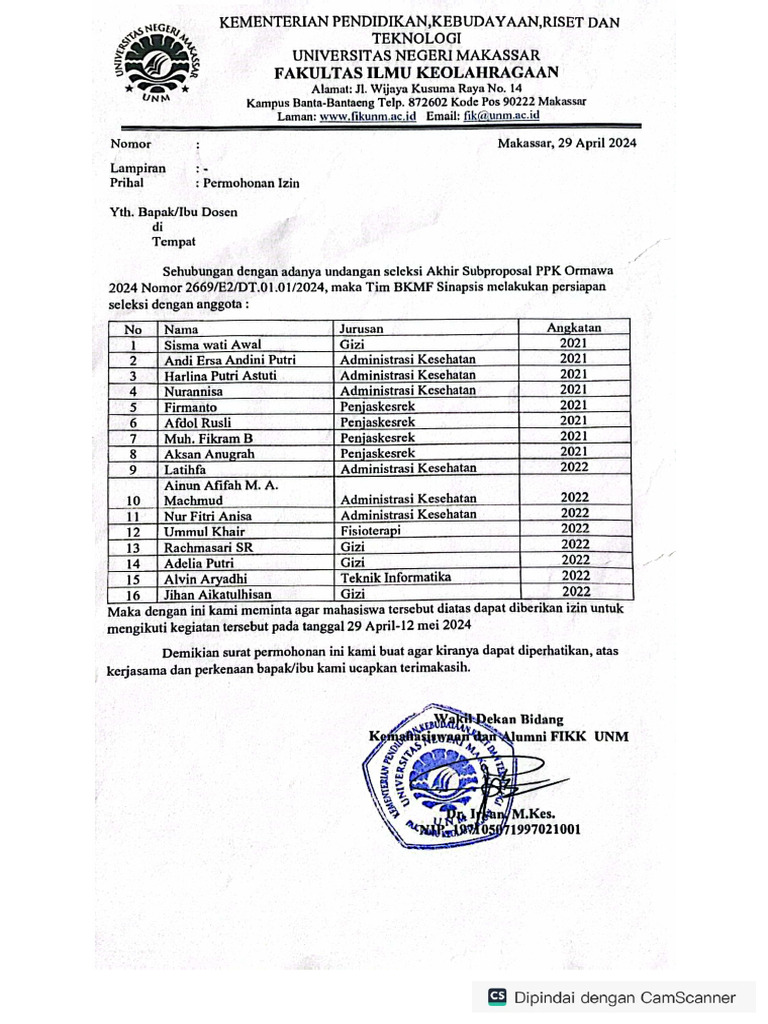 Surat Izin PPK Ormawa | PDF