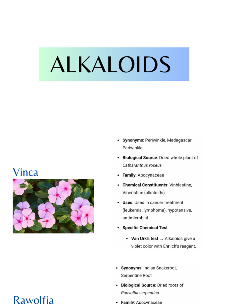 Alkaloid Containing Plants | PDF
