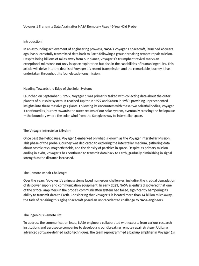 Документ Microsoft Word | PDF | Voyager Program | Outer Space