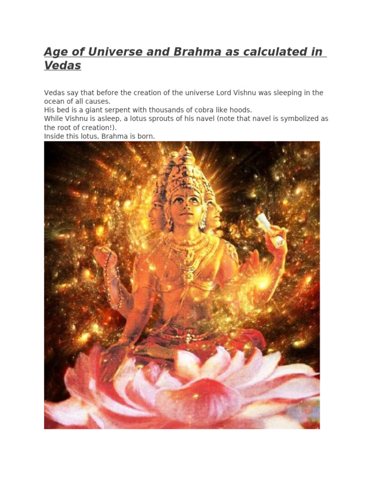 Age of Universe and Brahma As Calculated in Vedas | PDF | Indian Religions | Hindu Gods