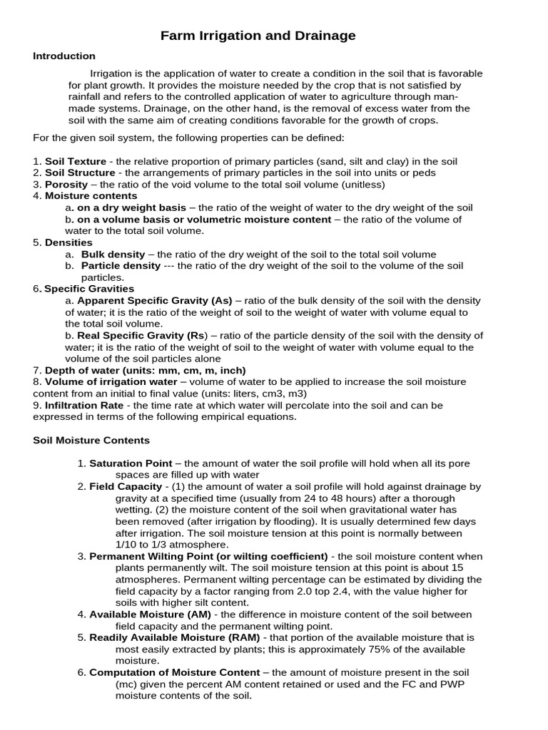 Farm Irrigation and Drainage Guide | PDF | Soil | Irrigation