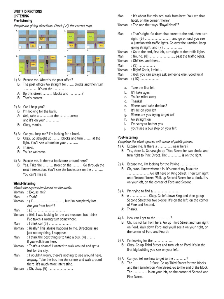 UNIT 7 Directions | PDF