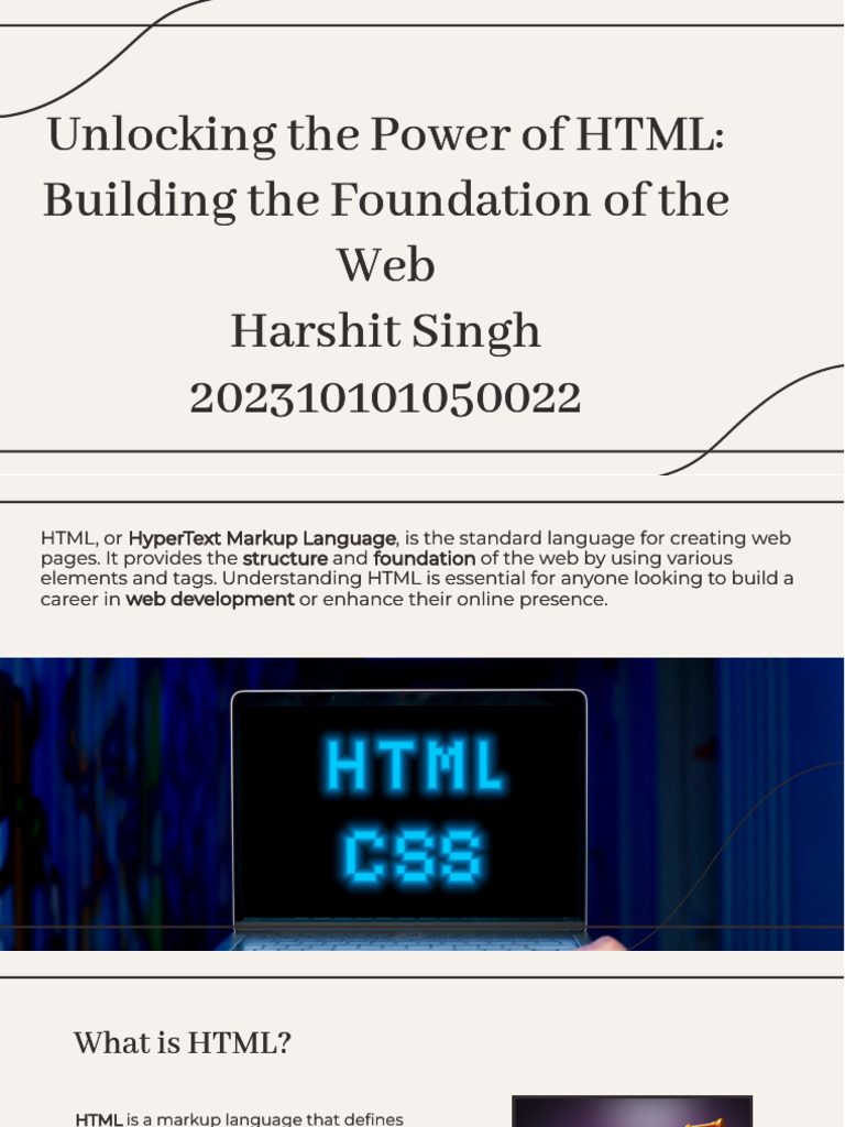 Slidesgo Unlocking the Power of HTML Building the Foundation of the Web 20241026070235cB7z | PDF