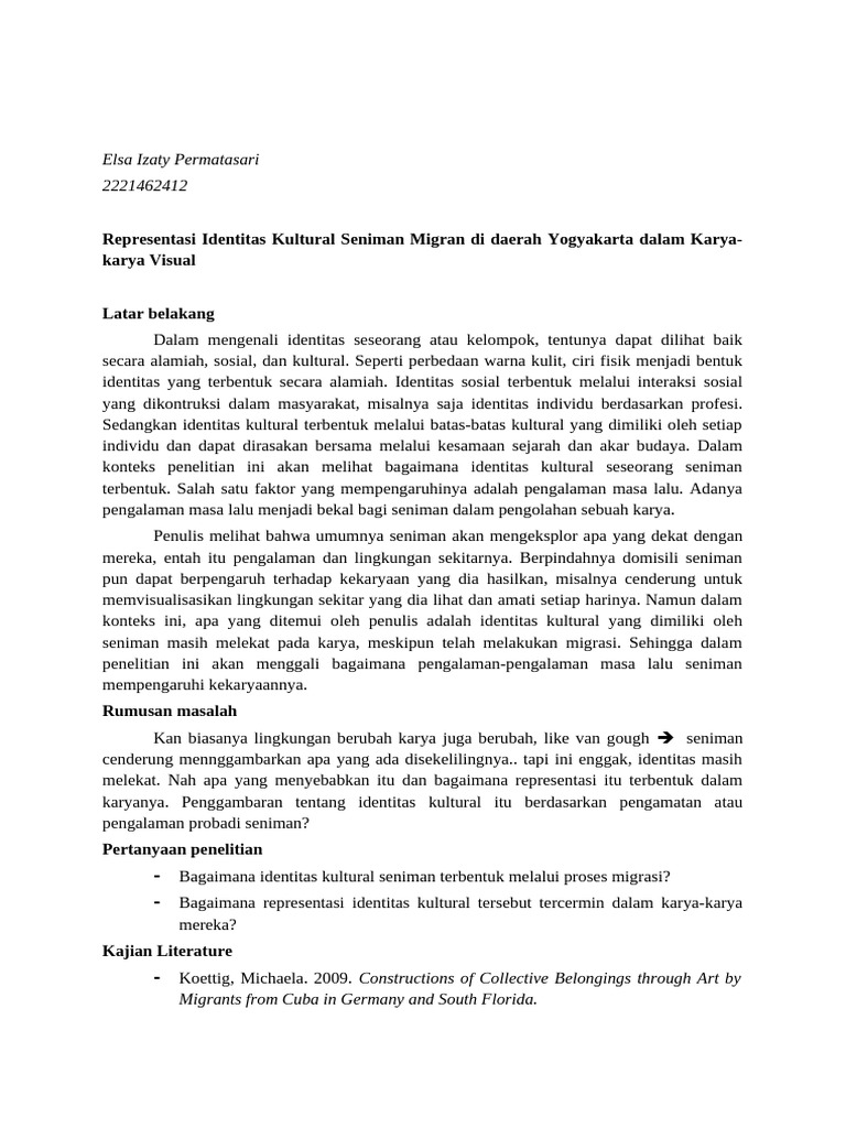 Elsa Izaty Permatasari - rancangan riset pengkajian | PDF