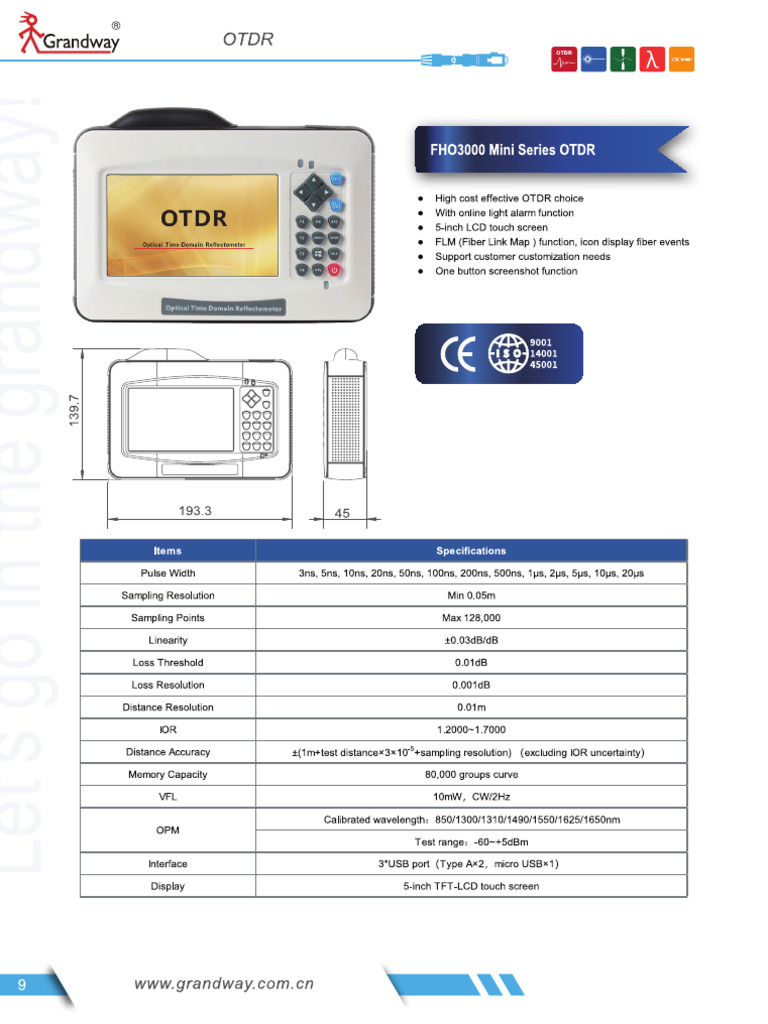 FHO3000 Mini Series OTDR | PDF