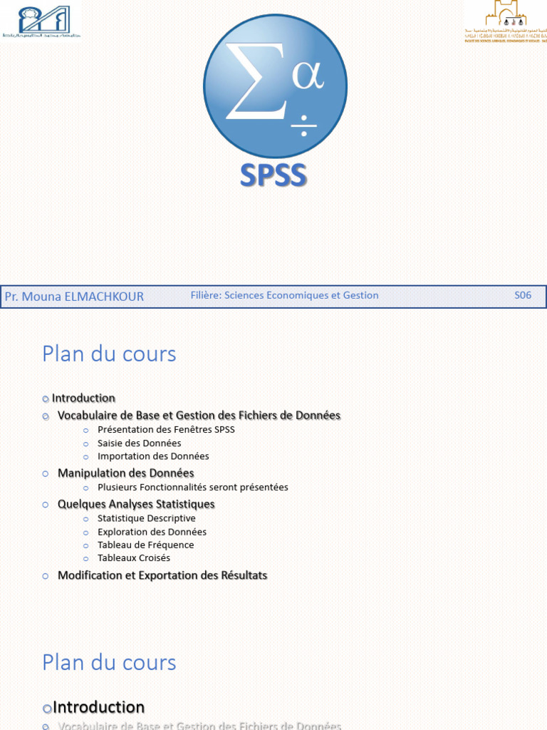 Introduction à SPSS et ses fonctionnalités | PDF | SPSS | Informatique