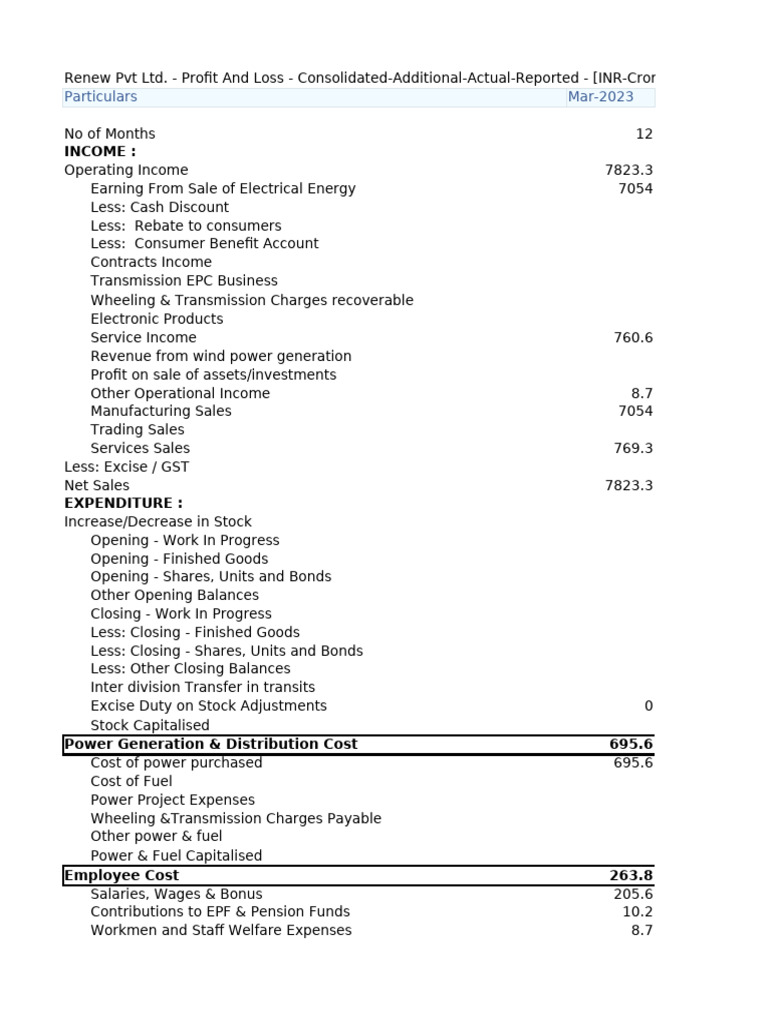 Renew Pvt Ltd 2023 Profit Loss Report | PDF | Taxes | Expense