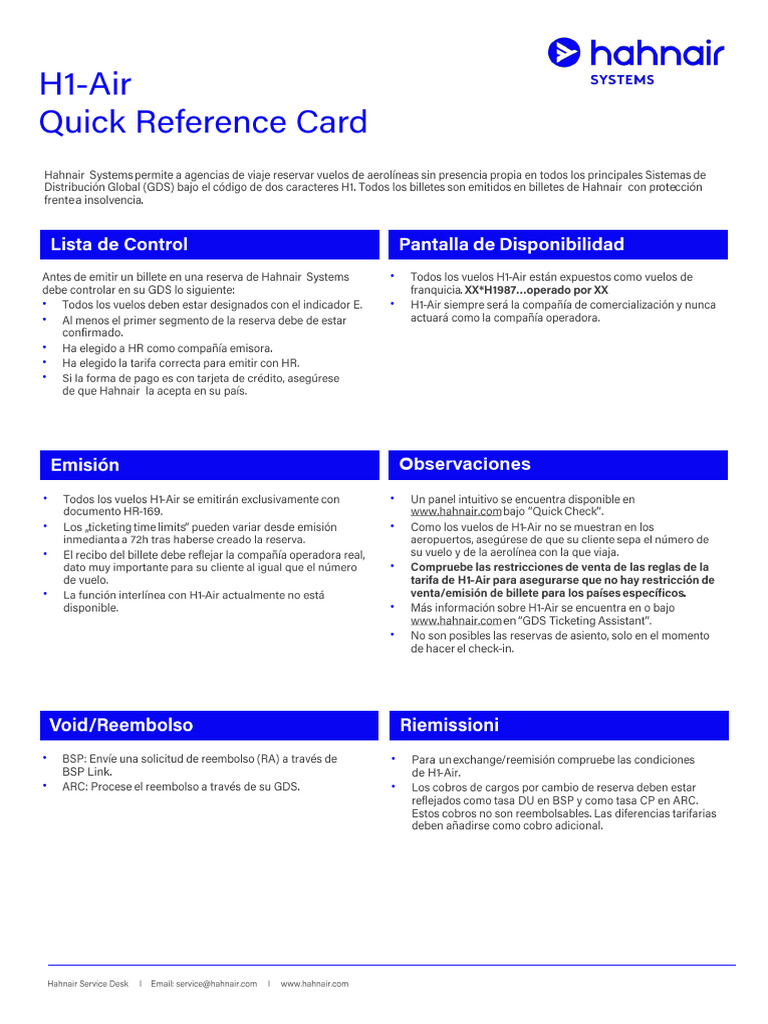 H1 Quickcard Es | PDF