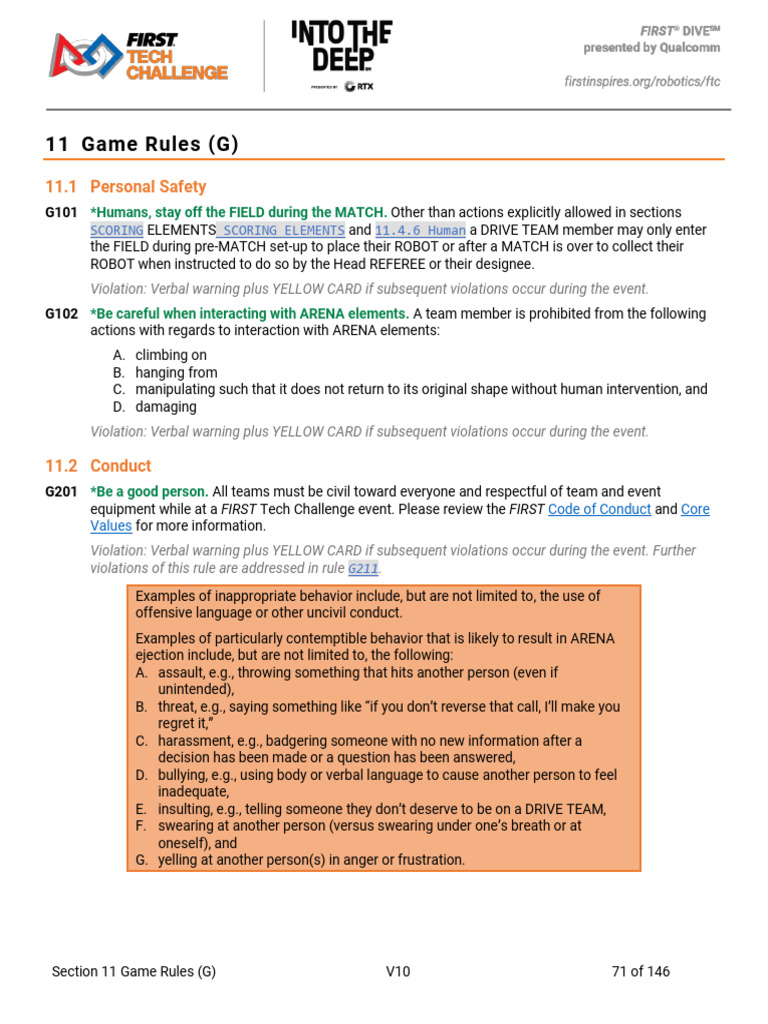 FIRST Tech Challenge Game Rules Summary | PDF | Robot | Robotics