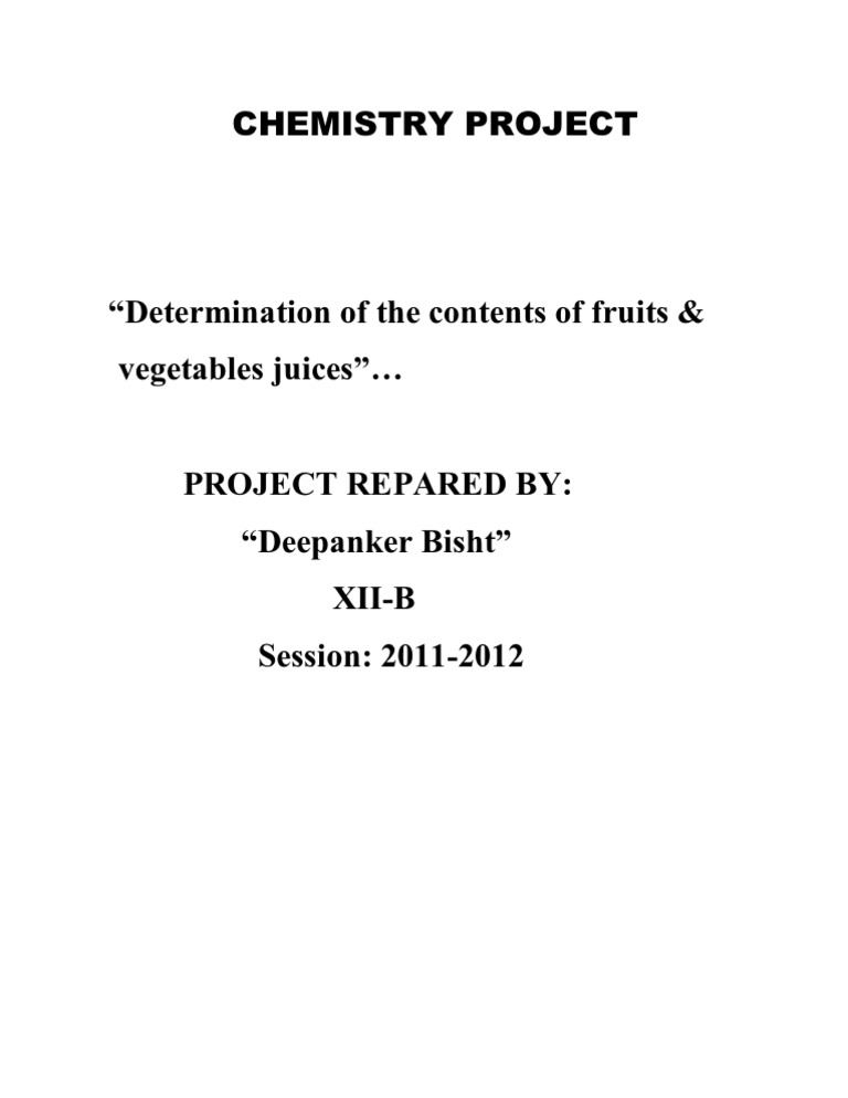 Chemistry Project | PDF