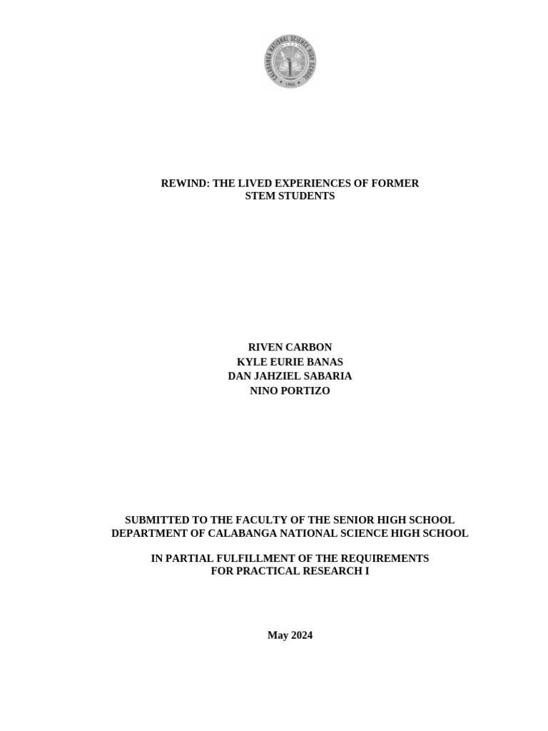 Lived Experiences of Former STEM Students | PDF | Science, Technology ...