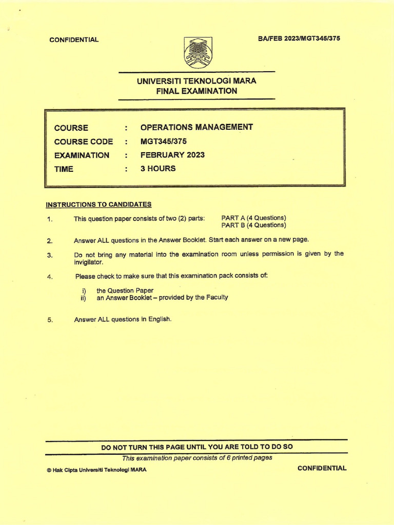 MGT345 Final Feb 2023 | PDF
