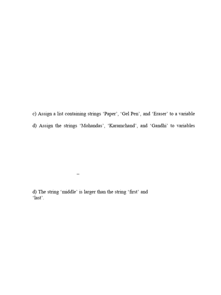 Class XI CS Work Sheet | PDF | Variable (Computer Science) | String ...