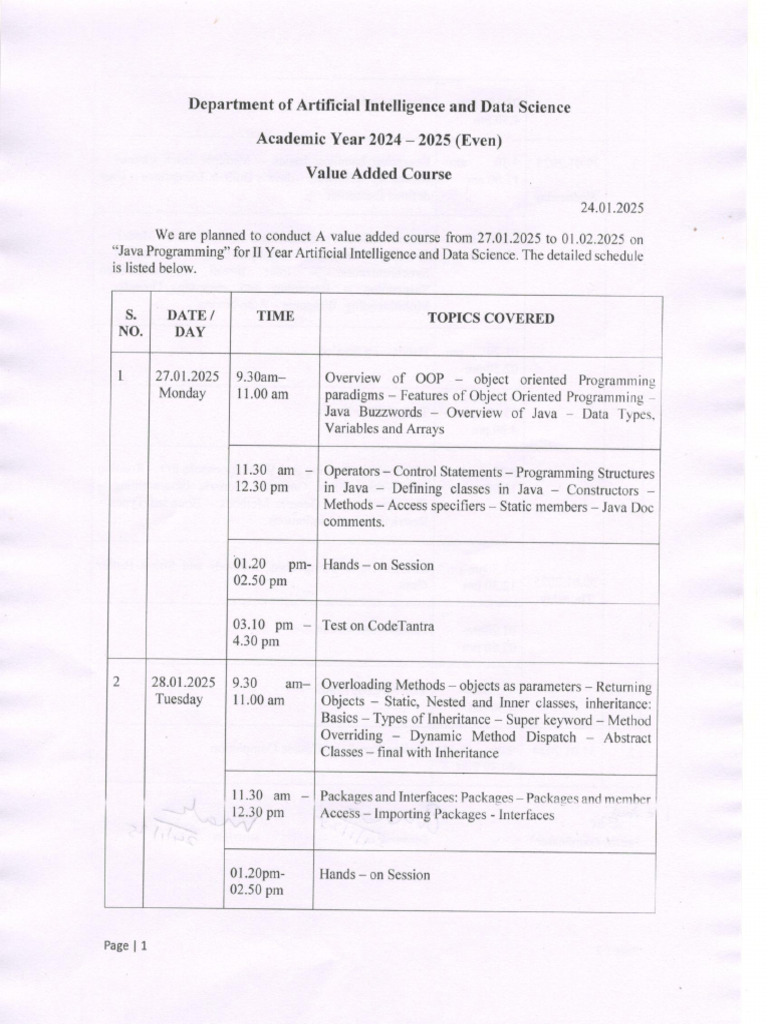 Valua Added Course-JAVA | PDF