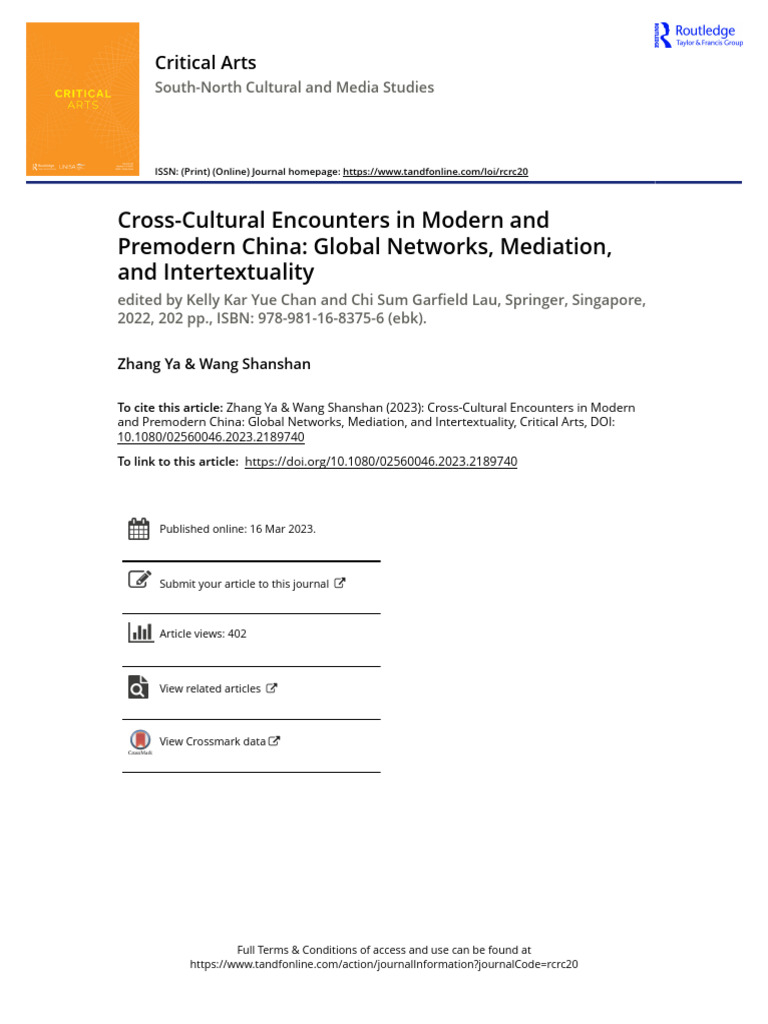 Cross Cultural Encounters in Modern and Premodern China Global Networks ...