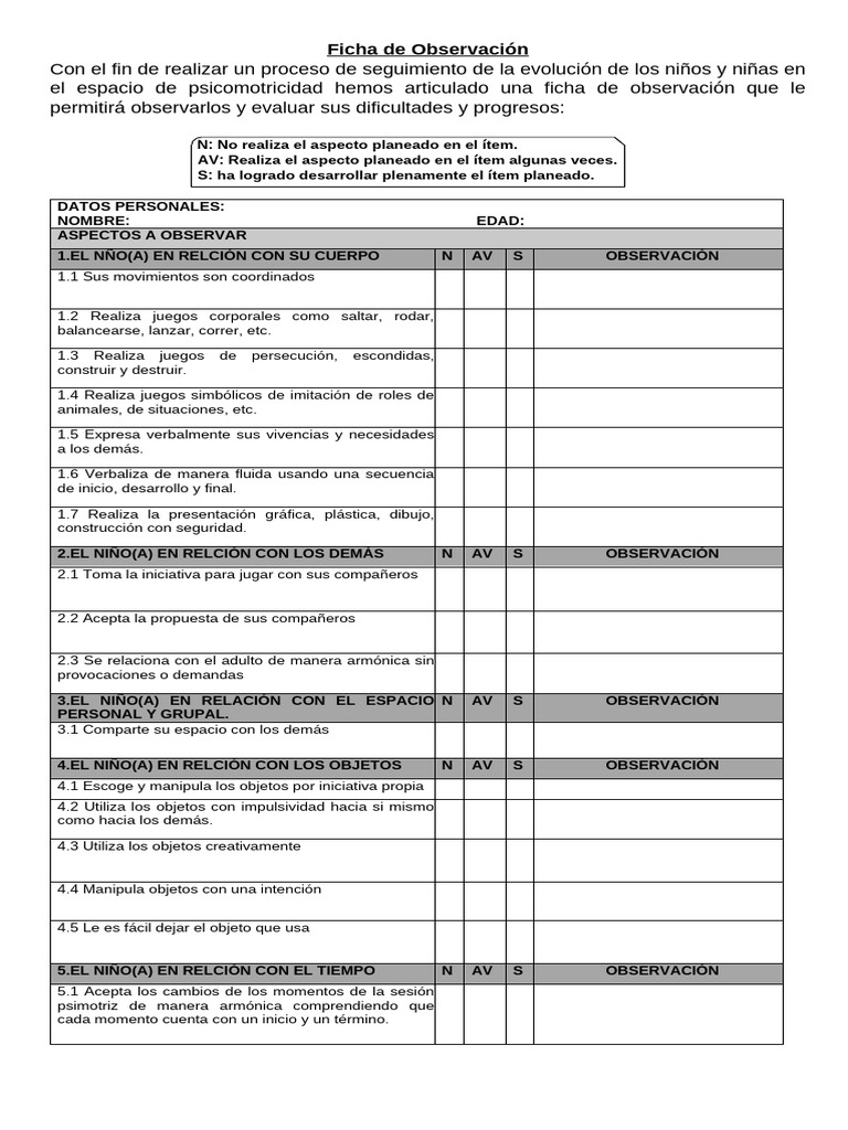 ficha de observación | PDF